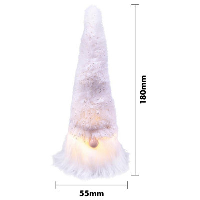 Set of 2 White Light Up Christmas Gonks - Festive Xmas Faceless Fluffy ...