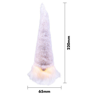 Set of 2 White Light Up Christmas Gonks - Festive Xmas Faceless Fluffy ...