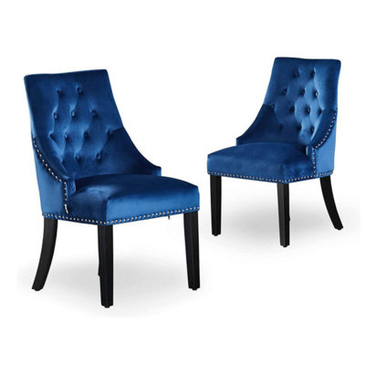 Set of 2 Windsor Knocker Back Dining Chairs Velvet Dining Room Chair ...