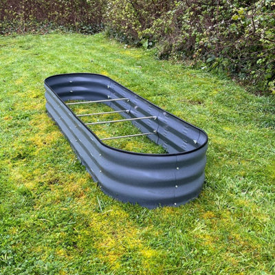 Set of 2 x Large Metal Oval Raised Vegetable Bed in Dark Grey (170cm)
