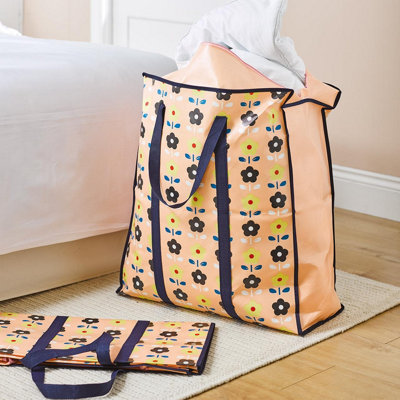 Set of 2 Zipped Duvet Storage Bags - Floral Design Dust-Free Bedding ...