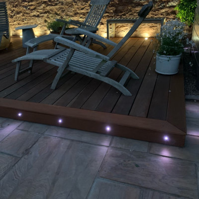 Set of 20 - 30mm Black IP67 Cool White LED Decking Kit Photocell