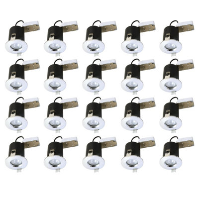 Set of 20 Fire Rated Downlights - Chrome Fixed Recessed Downlight