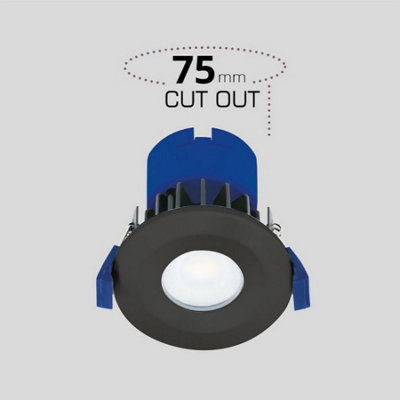 Set of 20 Fire Rated LED Bathroom Downlights - Matt Black IP65 Recessed ...