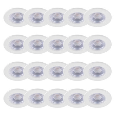 Set of 20 Matt White Fire Rated 6W LED 3000K Recessed Downlights