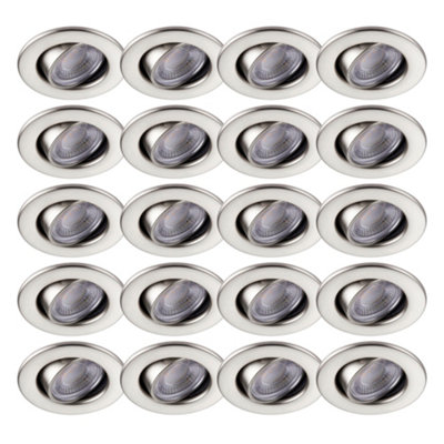 Set of 20 Satin Nickel Fire Rated 6W LED 3000K Adjustable Downlights