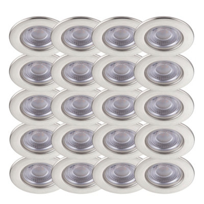 Set of 20 Satin Nickel Fire Rated 6W LED 3000K Recessed Downlights