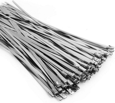 Set Of 20 Stainless Steel Zip Cable Ties Strong Secure Cable Tie With Steel Ball Stopper