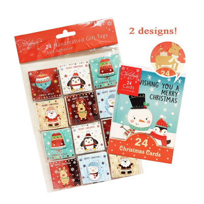 Set Of 24 Handcrafted Gift Tags 24 Christmas Cards Xmas Festive Decorations