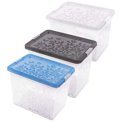 Set of 3 33 Litre Elegant Jasmine Leaves Strong Stackable Plastic ...