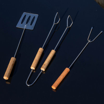 Set of 3 45cm Barbecue or BBQ Tools with Wooden Handles