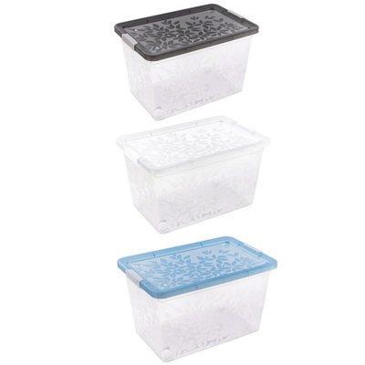 Set of 3 55 Litre Elegant Jasmine Leaves Strong Stackable Plastic ...