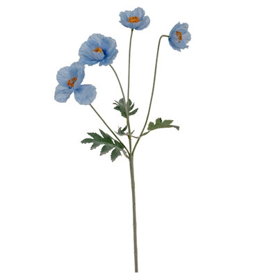 Set of 3 Artificial Blue Papaver Oppy Sprays 580mm