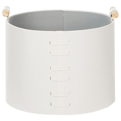 Set of 3 Baskets ARAM Faux Leather Off-White