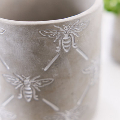 Set of 3 Beige Cement Bumble Bee Indoor Outdoor Garden Planter