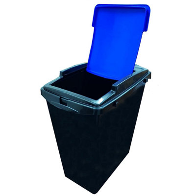 Set Of 3 Black Base 40 Litre Recycling Waste Utility Interlocking Bins ...
