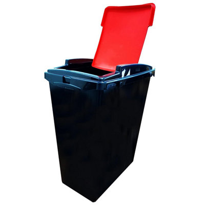 Set Of 3 Black Base 40 Litre Recycling Waste Utility Interlocking Bins ...