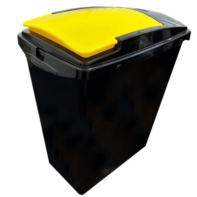 Set Of 3 Black Base 40 Litre Recycling Waste Utility Interlocking Bins ...