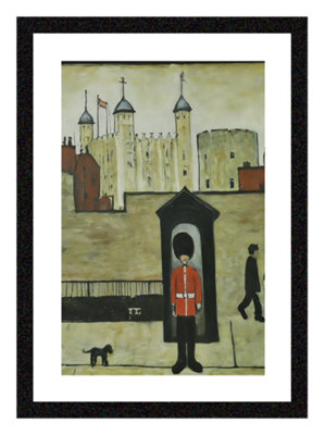 Set of 3 Black Framed Art Prints. Lowry Style, London Themed. 33cm x 24cm
