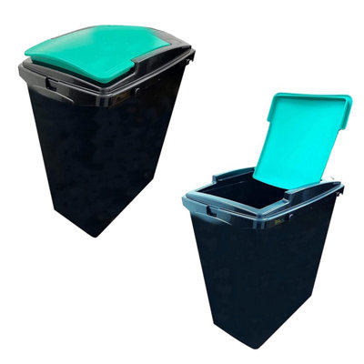 Set Of 3 (Blue, Green & Red) Large Black Base 40L Utility Recycling ...