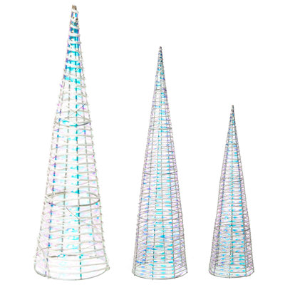 Set of 3 Christmas Decorations LED SONDER Christmas Tree 40/60/80 cm White