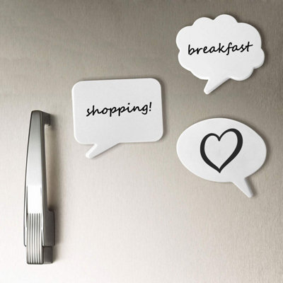 SET OF 3 COMIC-STYLE TALK BUBBLE MAGNETS, DRY-ERASE NOTICE BOARD FOR ...