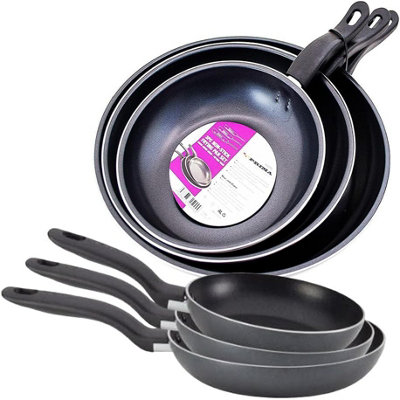 Set of 3 Frying Pan - Non Stick Fry, Kitchen, Eggs, Breakfast, Dinner ...