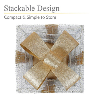 Set of 3 Giant LED Christmas Gift Boxes with 200 Warm Lights Mains ...