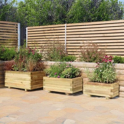 Set of 3 Gresford Wooden Rectangular Garden Planters by Zest Outdoor Living