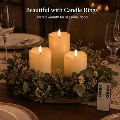 Set of 3 LED Flameless Pillar Candles with Remote