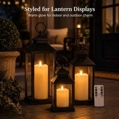 Set of 3 LED Flameless Pillar Candles with Remote