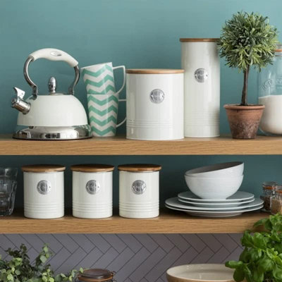 Set of 3 Living Round Container Tea Coffee and Sugar Kitchen Storage ...