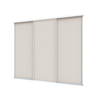 Set of 3 Matt Cashmere Sliding Wardrobe Door Kit in White Frame ...