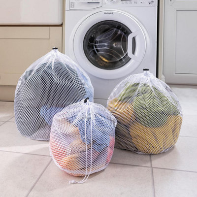 Set of 3 Mesh Laundry Bags - Fine Meshed Polyester Home or Travel ...