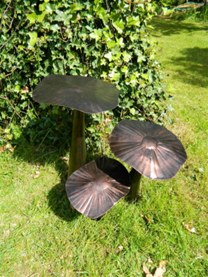 Set of 3 Metal Mushrooms Toadstools 20/30/40cm - Flat Bronze