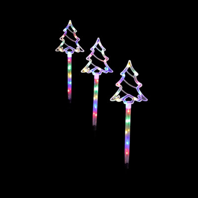 Set Of 3 Multicoloured Tree Stake Lights