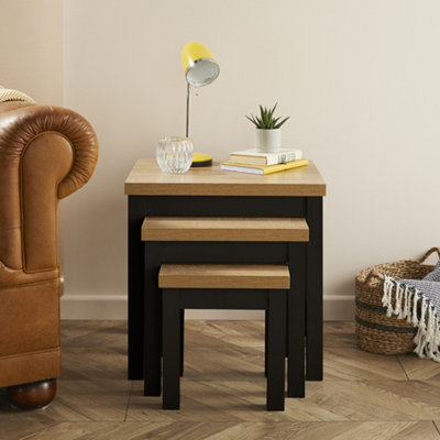 Set of 3 Nest Tables in Black Oak effect