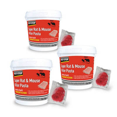 Set of 3 Pest Stop Super Rat & Mouse Killer Pasta Bait