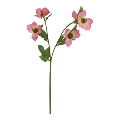 Set of 3 Pink Variegated Artificial Hellebore Stems