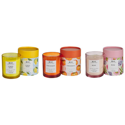 Set of 3 Scented Candles COLORFUL BARREL Soy Wax Oriental Notes Herb ...