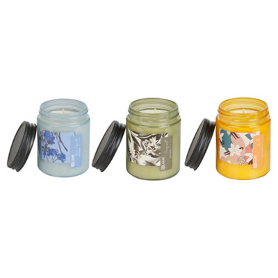 Set of 3 Scented Candles FRUITY BLOOM Soy Wax Fresh Notes Floral Notes