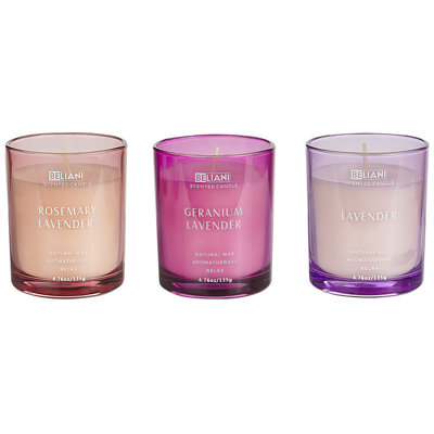 Set of 3 Scented Candles SHEER JOY Soy Wax Floral Notes