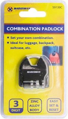 Set Of 3 Security 3 Digit Combination Padlock Shackle Weatherproof ...