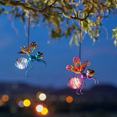 Set of 3 Solar Powered Bug Lights - Weather Resistant Novelty Outdoor ...