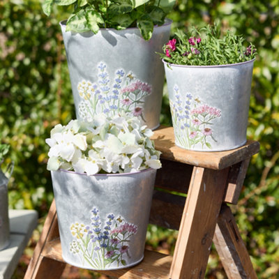 Set of 3 Spring Meadow Summer Indoor Flower Pot Ourdoor Garden Planters