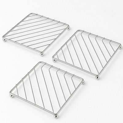 Set of 3 Stainless Steel Trivets Heat Resistant Hot Pads for Kitchen ...