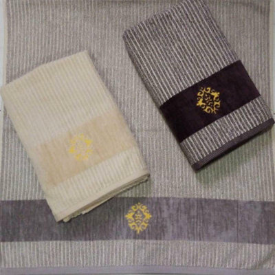 Set Of 3 Tweed Emblem Jacquard Velour Beach Bath Towel Sheet 100% ...