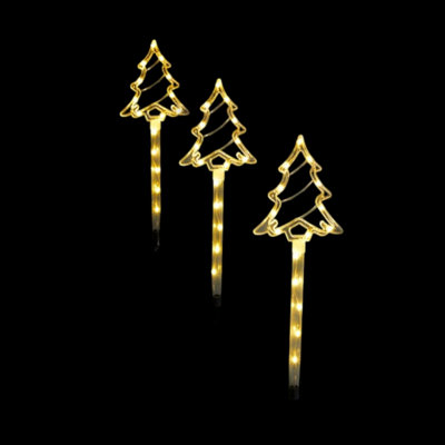 Set of 3 Warm White Tree Stake Lights