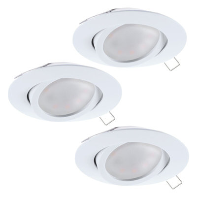 Set of 3 White Aluminium Flush Ceiling Downlights with GU10 5W Bulbs