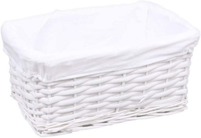 Set of 3 White Storage Basket With White Lining Small, Medium & Large